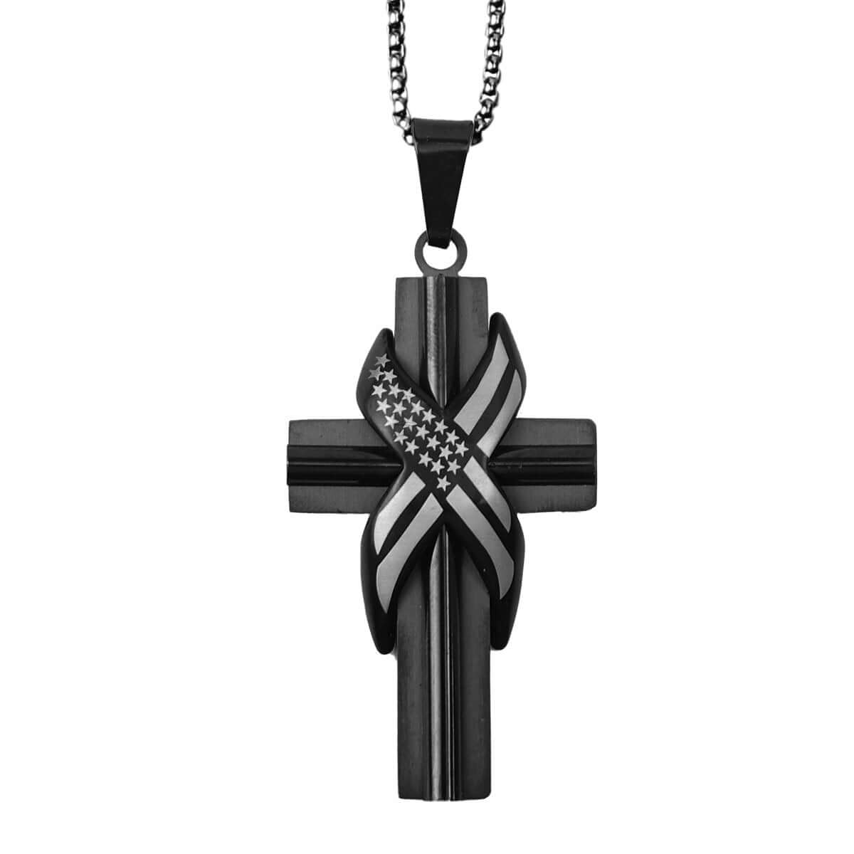 Wrapped Flag Cross Mens Necklace – We Hold Fast